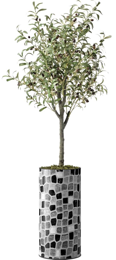 Artificial Tree In Modern Geometric Pattern Planter Fake Etsy