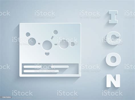 회색 배경에 격리 된 종이 절단 화학 공식 아이콘 혁신 의학 건강 연구 및 과학을 위한 추상적 육각형 종이 아트 스타일 벡터 3차원 형태에 대한 스톡 벡터 아트 및 기타