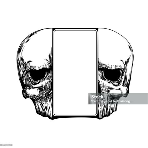 해부학 두개골 벡터 아트 입을 벌리고 두개골의 상세한 손으로 그린 그림 그런지 풍화 일러스트레이션 벡터 아트 문신 디자인입니다 테두리 템플릿을 참조하십시오 건강관리와 의술에