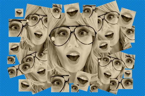 선글라스를 착용한 펑키 한 여성 미친 아가씨와 질감 모양 그라데이션의 초현실적 인 구성 현대 미술 콜라주 진 문화 팝 아트