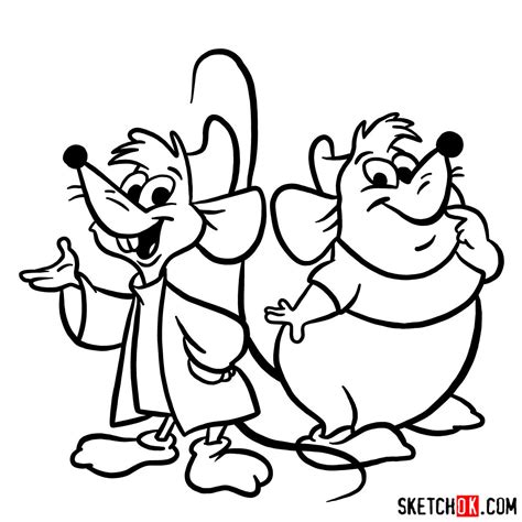 How To Draw Jaq And Gus From Cinderella In Easy Steps