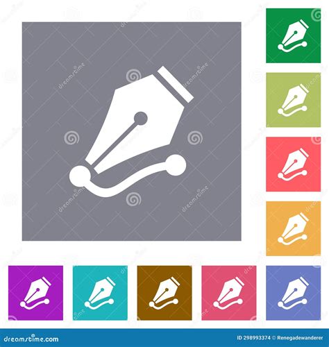 Drawing Vector Curve With Pen Tool Solid Square Flat Icons Stock