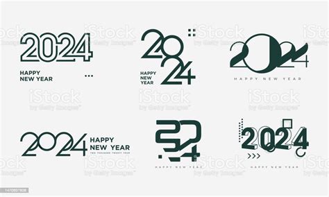 2024 N 새해 복 많이 받으세요 개념을 설정합니다 독특하고 최신 디자인으로 로고 포스터 달력 등을 위한 미니멀하고 우아한 디자인 컨셉 2024년에 대한 스톡 벡터 아트