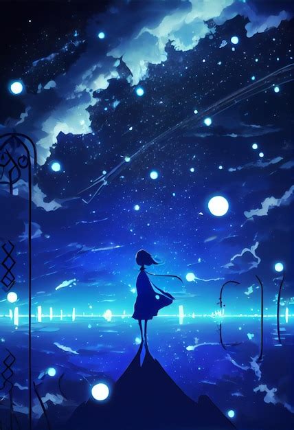 Premium Photo Anime Girl Night Cute Generative Ai
