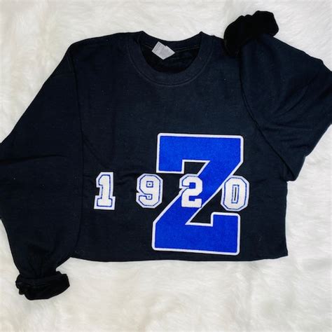 Zeta Phi Beta 1920 Chenille Crew Sweatshirt Black Etsy