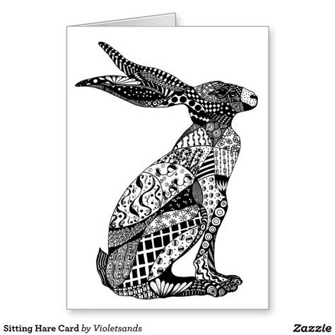 Sitting Hare Card Zazzle Ink Pen Drawings Zentangle Art Art