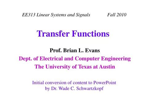 Ppt Transfer Functions Powerpoint Presentation Free Download Id