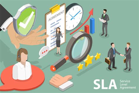 Sla의 3d 이소메트릭 플랫 벡터 개념 적 그림 서비스 수준 계약 등측투영법에 대한 스톡 벡터 아트 및 기타 이미지 등측투영법 콜 센터 변호사 Istock