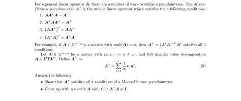 Solved For A General Linear Operator A There Are A Number Chegg Com