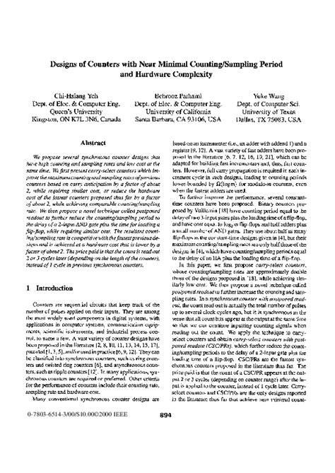 Pdf Designs Of Counters With Near Minimal Countingsampling Period And Hardware Complexity