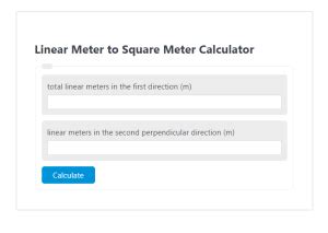 Linear Meter To Square Meter Calculator Calculator Academy