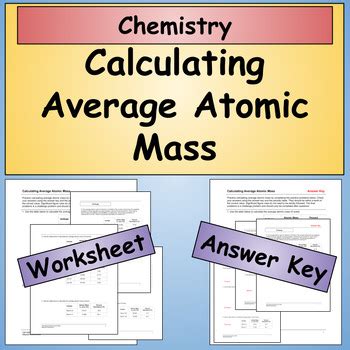 Calculating Average Atomic Mass Worksheet By Back Pocket Science