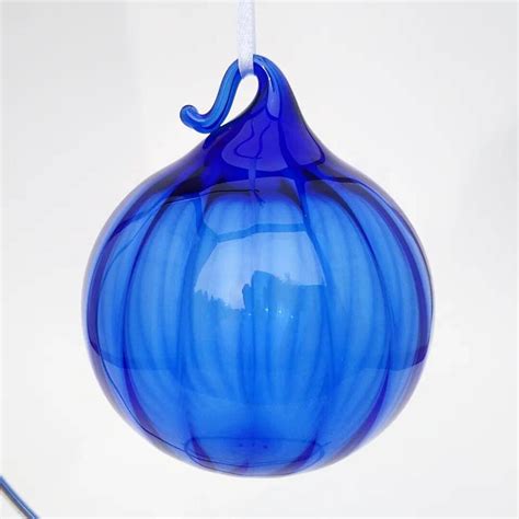 Cobalt Blue Blown Glass Ornament With Optical Ribs Etsy