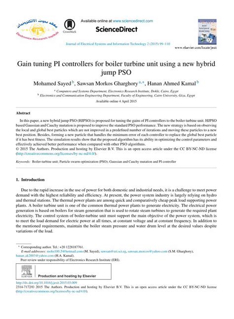 pdf gain tuning pi controllers for boiler turbine unit using a … pi