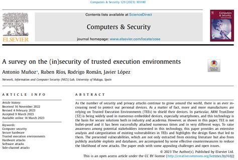 trustzone安全研究综述文章推荐 trustzone 经典论文 csdn博客