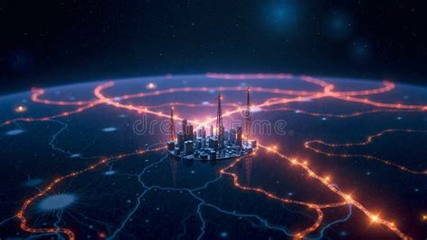 Global Data Network Cell Towers Fiber Optics And Satellites Connect The World Enabling