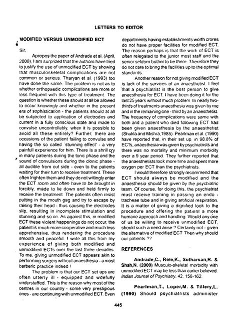 Pdf Modified Versus Unmodified Ect
