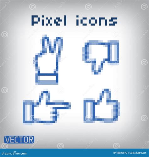 Pixel Cursors Blue Icons Set Hand And Arrow Cartoon Vector CartoonDealer Com 43826879