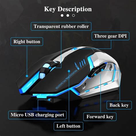 Rechargeable Wireless Gaming Mouse With Led Backlight And Ergonomic Design In Gaming