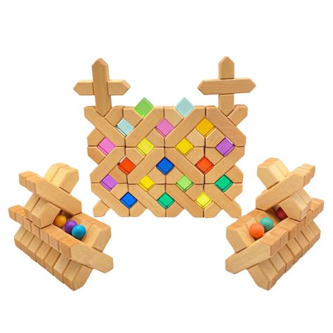 32 Pcs X Shape Blocks Set With Storage Tray Green Elephant Home And Toys