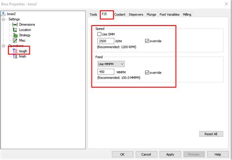Tools Not Using Feeds And Speeds Set In Tool Properties In New Documents In Featurecam