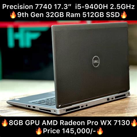 Dell Precision 7740 I5 9th Gen 9400h Cpu 17 3 Inch 1080p Display 8gb Gpu Amd Radeon Pro Wx
