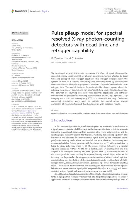 Pdf Pulse Pileup Model For Spectral Resolved X Ray Photon Counting