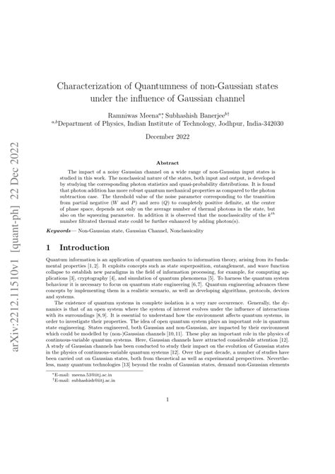 Pdf Characterization Of Quantumness Of Non Gaussian States Under The