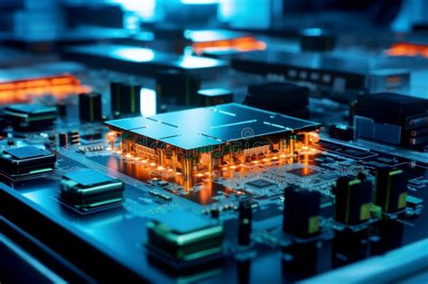 Motherboard With Electronic Components Powerful Processor Development Of Computer Technologies