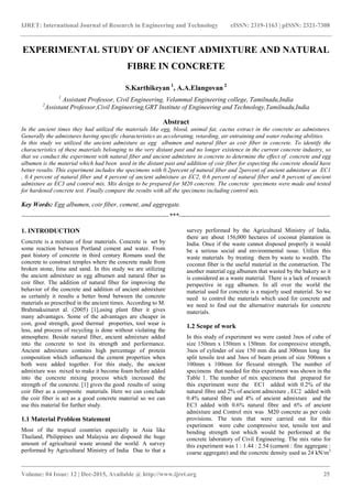 Experimental Study Of Ancient Admixture And Natural Fibre In Concrete Pdf