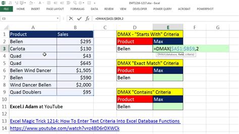 Excel Magic Trick 1217 D Functions Text Criteria “starts With