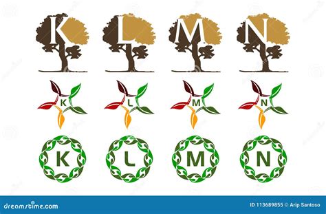 Leaf Tree Template Set Stock Vector Illustration Of Logo 113689855