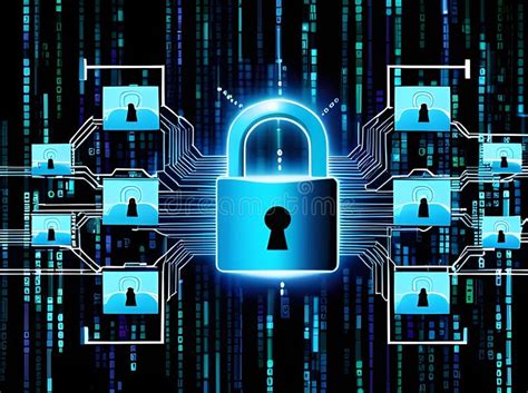 Cybersecurity Network With Padlock Graphic Illustrating Data Protection Concept Stock