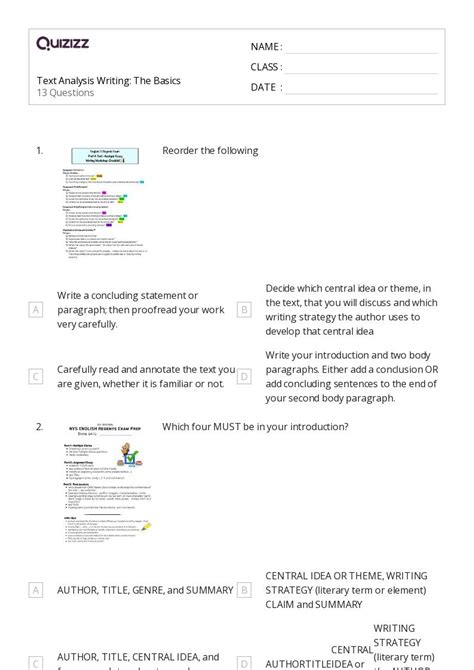 50 Text Analysis Worksheets On Quizizz Free And Printable