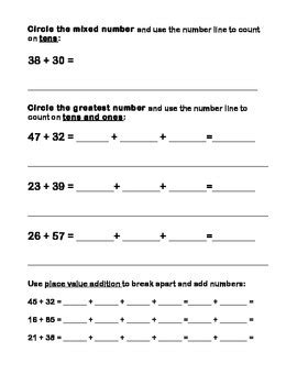 Two Digit Addition Assessment On Open Number Line By NEW WHEELS