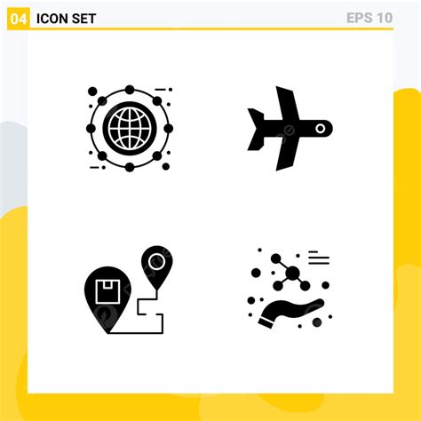 Set Of 4 Modern Ui Icons Symbols Signs For Globe Protect Destination Icons Png And Vector