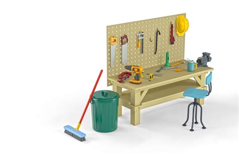 Premium Photo Workbench On White Background 3d Rendering