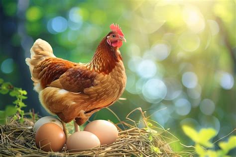 Premium Photo Hen Hatching Eggs With Nature Background