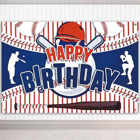 Pancarta De Béisbol De Cumpleaños Decoración De Fiesta De Béisbol