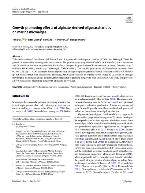 Pdf Growth Promoting Effects Of Alginate Derived Oligosaccharides On