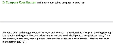 Solved D Compass Coordinates Write A Program Called
