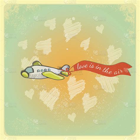 可爱的飞机爱情卡片