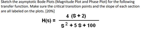 solved sketch the asymptotic bode plots magnitude plot and