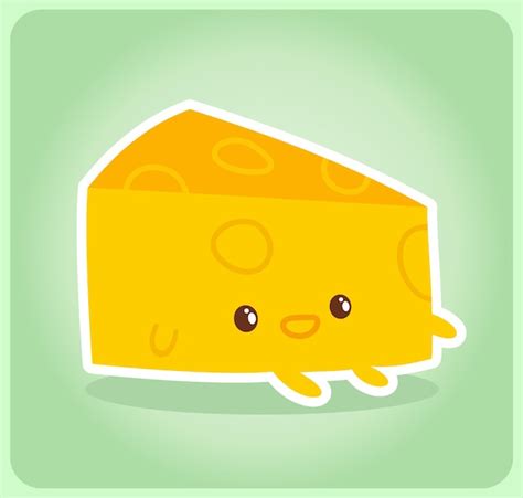 벡터 일러스트 레이 션에 귀여운 치즈 낙서 아이콘 음식 프리미엄 벡터