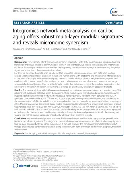 Pdf Integromics Network Meta Analysis On Cardiac Aging Offers Robust Multi Layer Modular