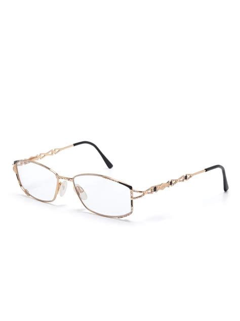 Cazal Rectangle Frame Glasses Gold Farfetch Uk