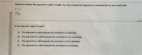 Determine Whether The Argument Is Valid Or Invalid