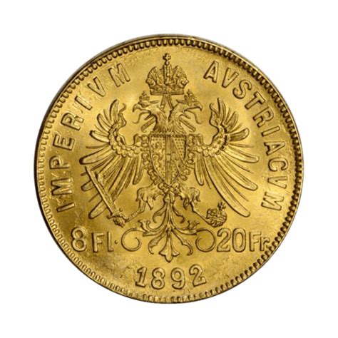 6 45 гр Златна монета 8 флорина 20 франка Франц Йосиф I