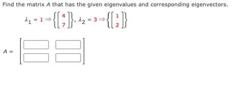 Solved Find The Matrix A That Has The Given Eigenvalues And