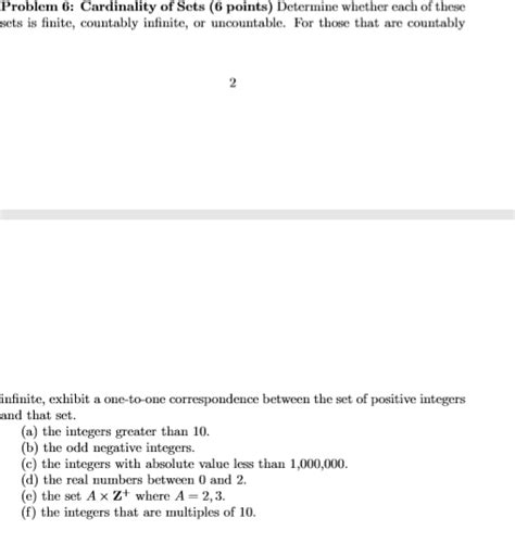 Solved Problem 6 Cardinality Of Sets 6 Points Determine